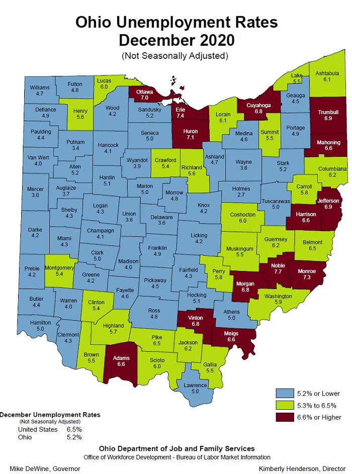 Ohio’s 2020 December Unemployment Report, Mercer County 2nd Lowest In ...