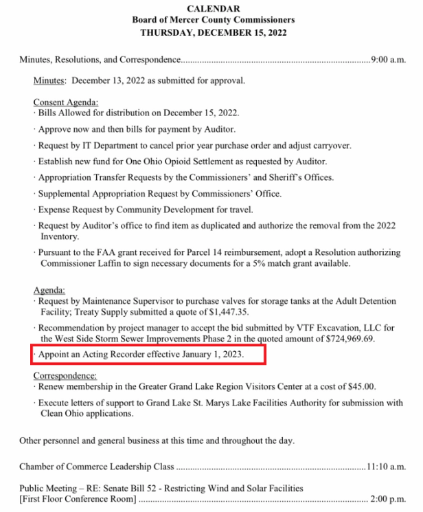 Peel To Serve As Acting Mercer County Recorder – Mercer County Outlook