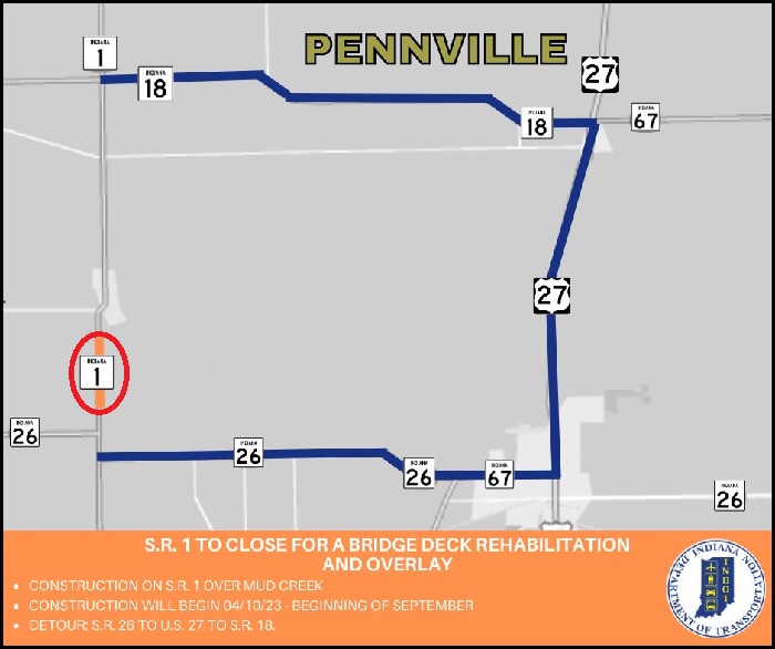 Jay County Detour Planned, S.R. 1 over Mud Creek to Close for a Bridge ...