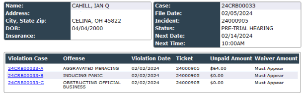 Celina Man Arrested On Aggravated Menacing And Inducing Panic Charges ...