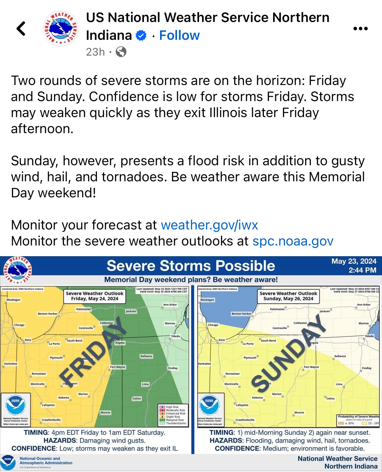 Severe Weather Forecast For Sunday In The Stateline During Memorial Day ...