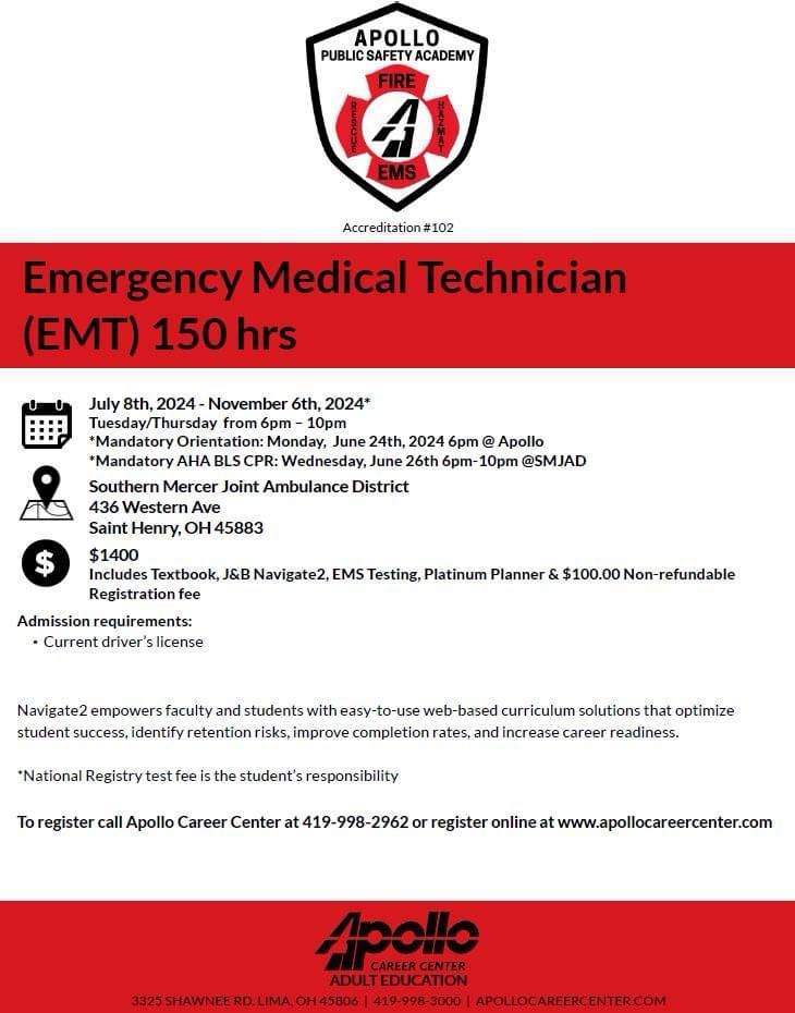 EMT Classes To Be Held In St. Henry – Mercer County Outlook