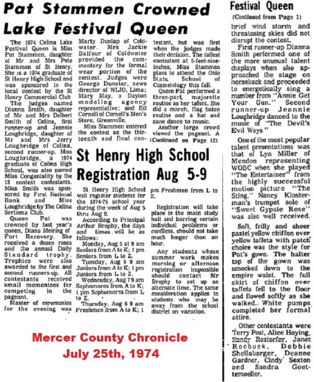 A look back 50 Years Ago…1974 Miss Lake Festival Queen Pageant – Mercer ...