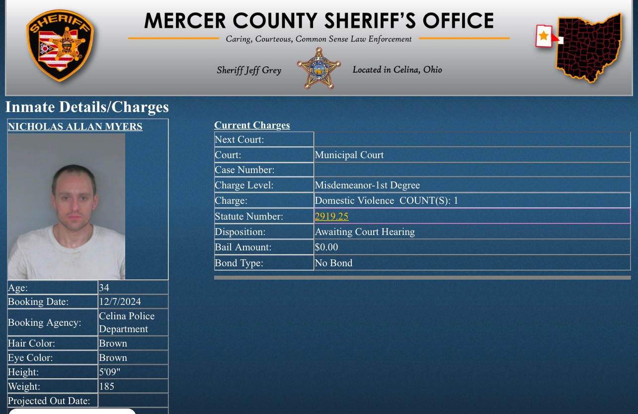 Celina Police Arrest Man On Domestic Violence Charge – Mercer County ...