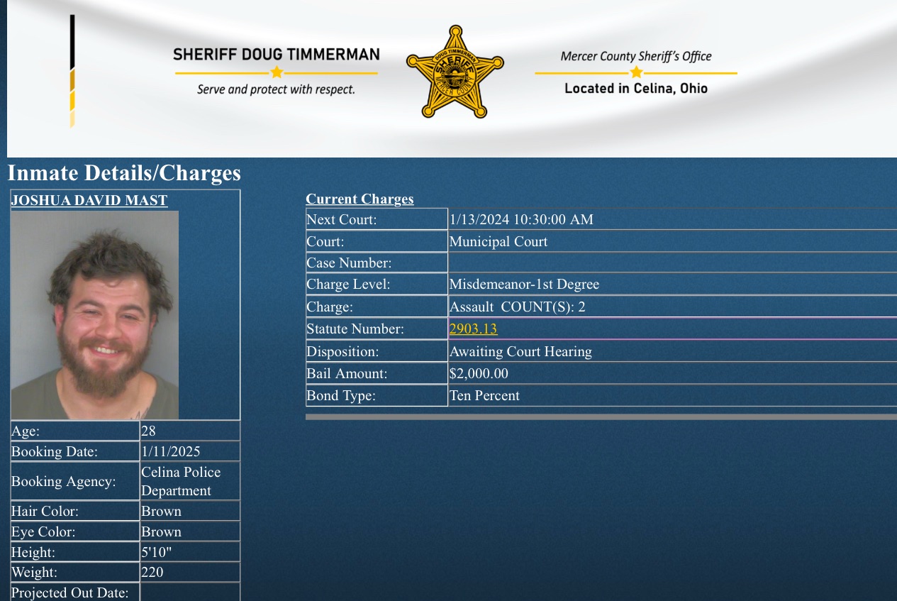 Celina Police Make Assault Arrest – Mercer County Outlook