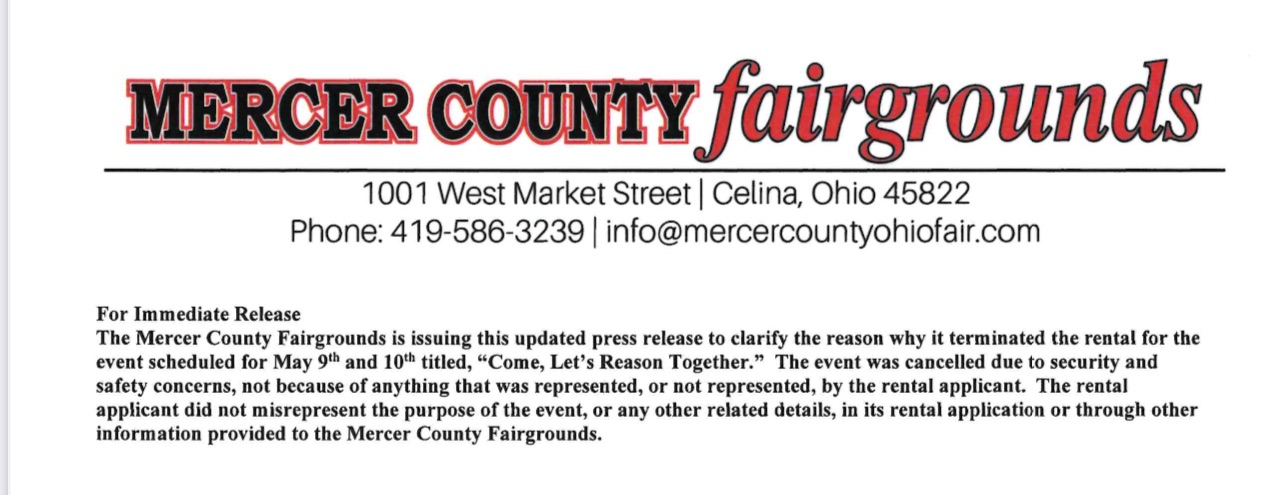 UPDATED: Mercer County Fairgrounds Rescinds Rental Agreement ‘Come, Let ...