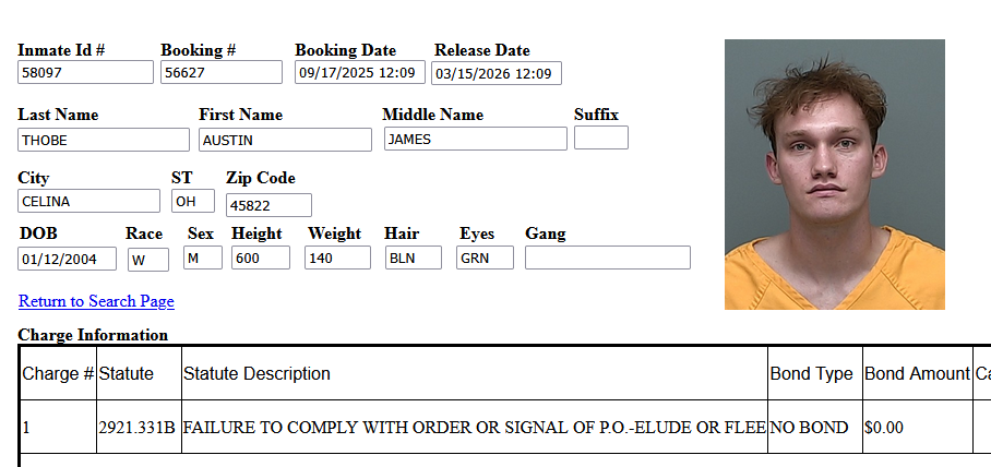 Celina Man Booked Into The Auglaize County Jail – Mercer County Outlook