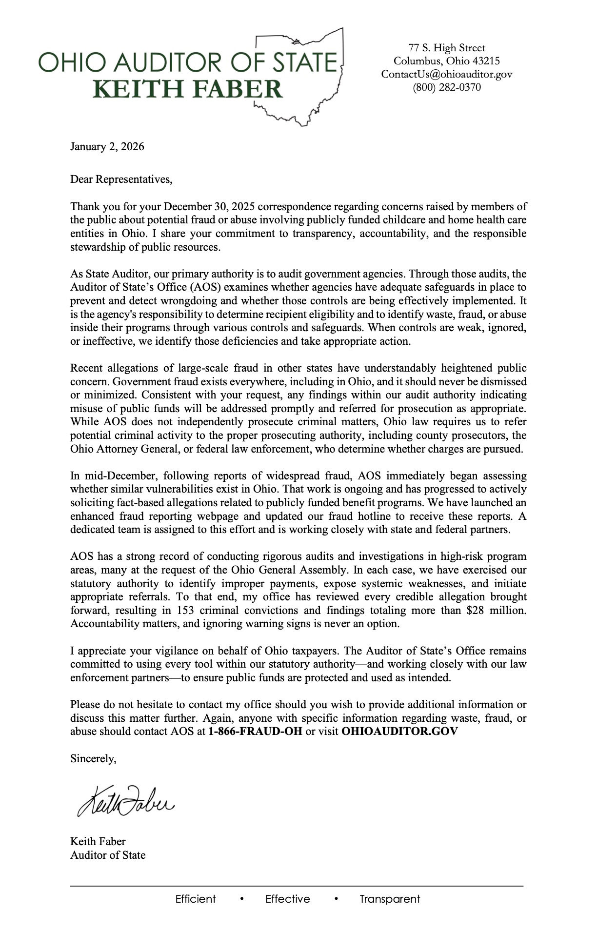 State Rep King Thanks Ohio Auditor Faber For ‘Prompt Response’ – Mercer ...