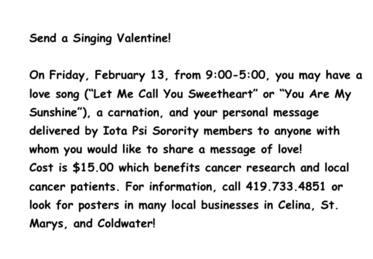 Send A Singing Valentine – Mercer County Outlook