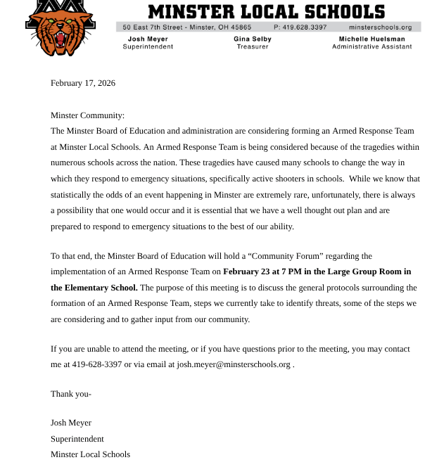 Minster Schools To Discuss Forming An ‘Armed Response Team’ – Mercer ...
