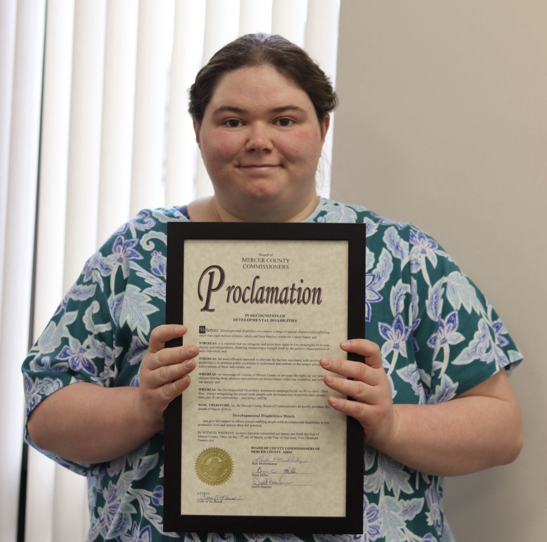 Mercer DD Board Member Tori Heck Recognized During DD Awareness Month ...