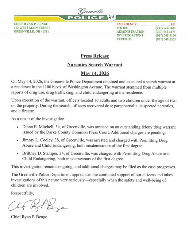 Greenville Drug Arrests – Mercer County Outlook